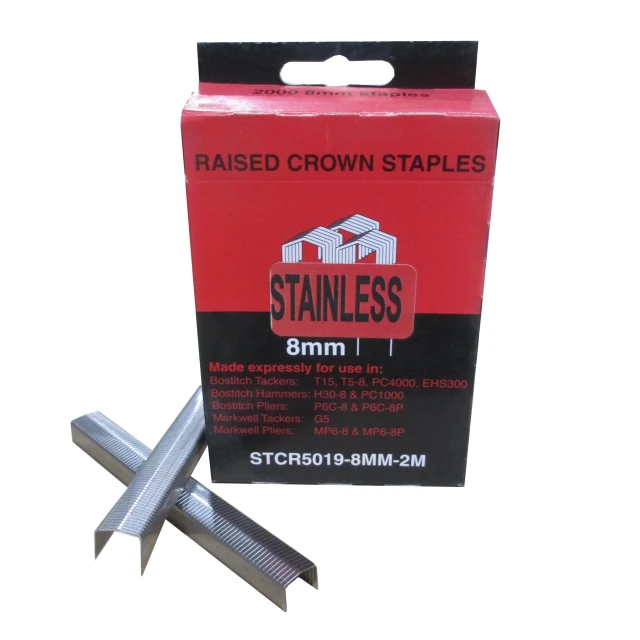 SIFCO 8mm Stainless Steel Raised Crown Staples 2,000pcs/Box